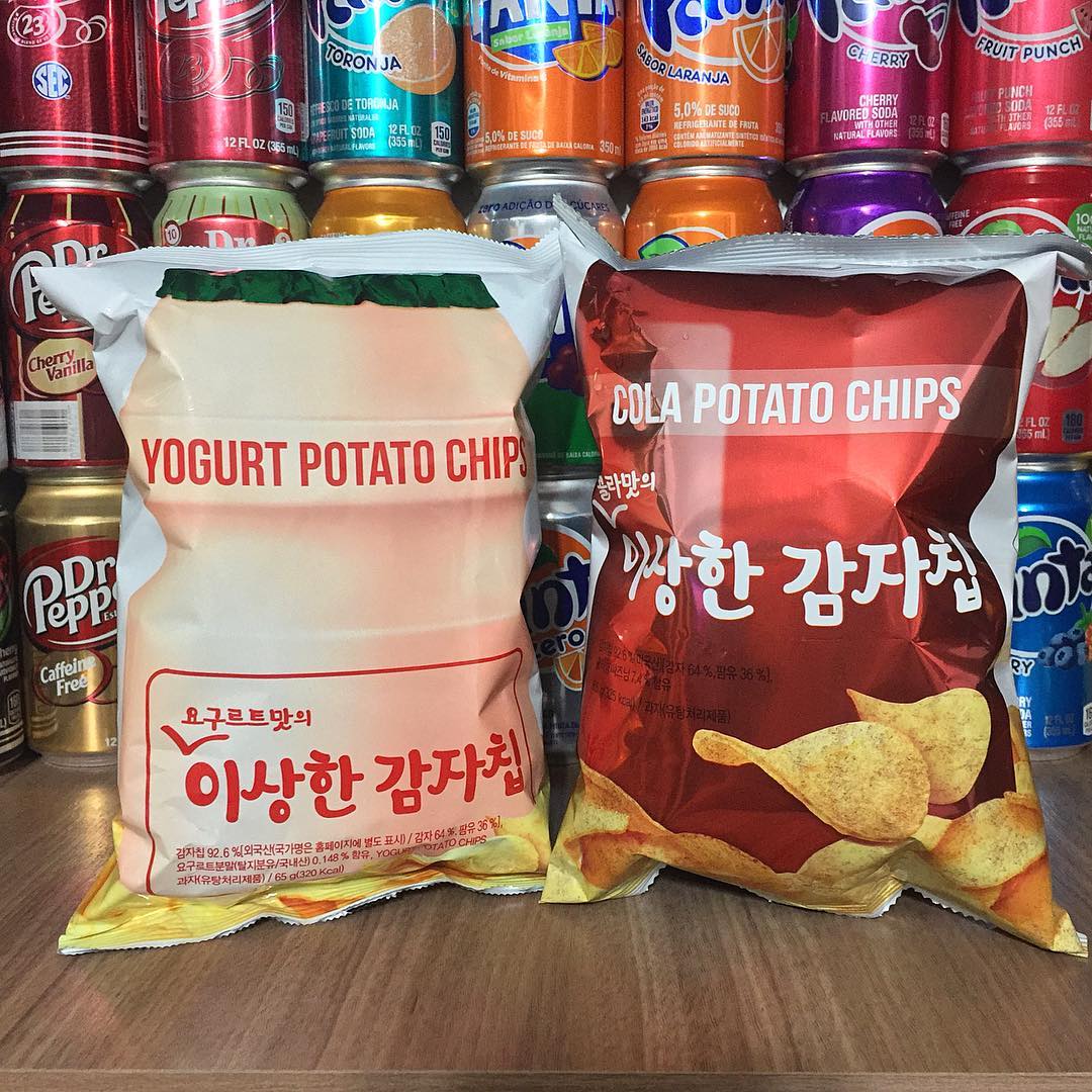 🇰🇷Batatinhas chips com sabor de “Coca-Cola” e “Yakult”! – @ExperimentaIsso