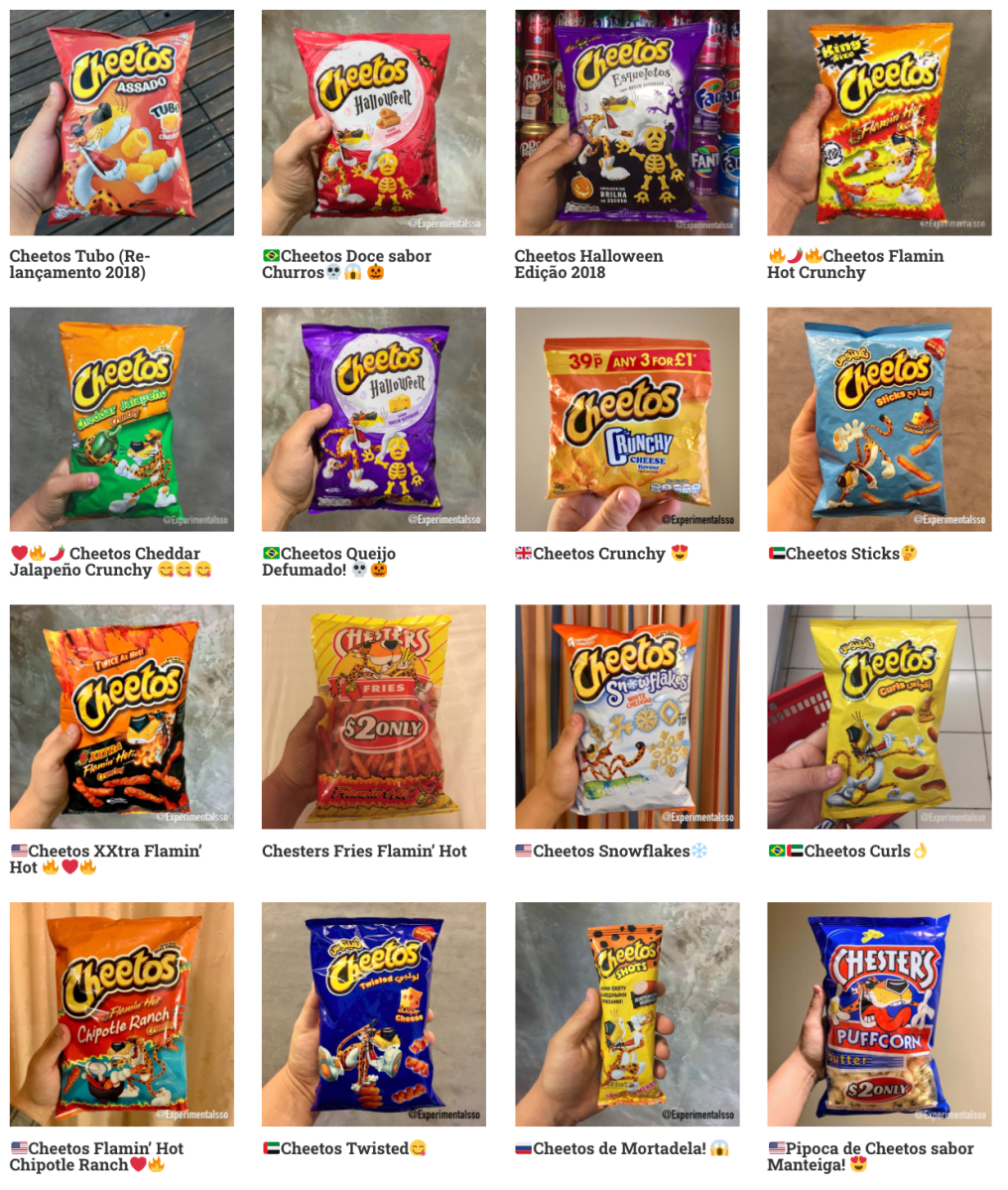 Lista de sabores de Cheetos – @ExperimentaIsso