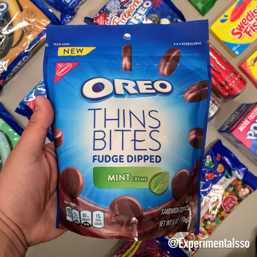 🇺🇸Oreo Thin Bites Fudge Dipped Mint Creme☺️ – @ExperimentaIsso