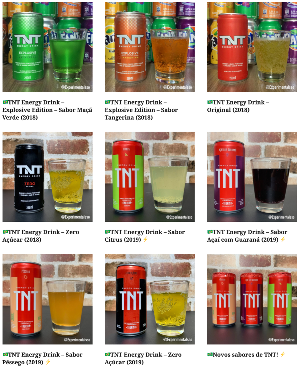 🇧🇷Lista de sabores de TNT Energy Drink – @ExperimentaIsso